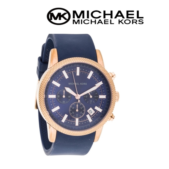 Michael Kors | Accessories | Michael Kors Mk84 Scout Navy Blue Silicone ...